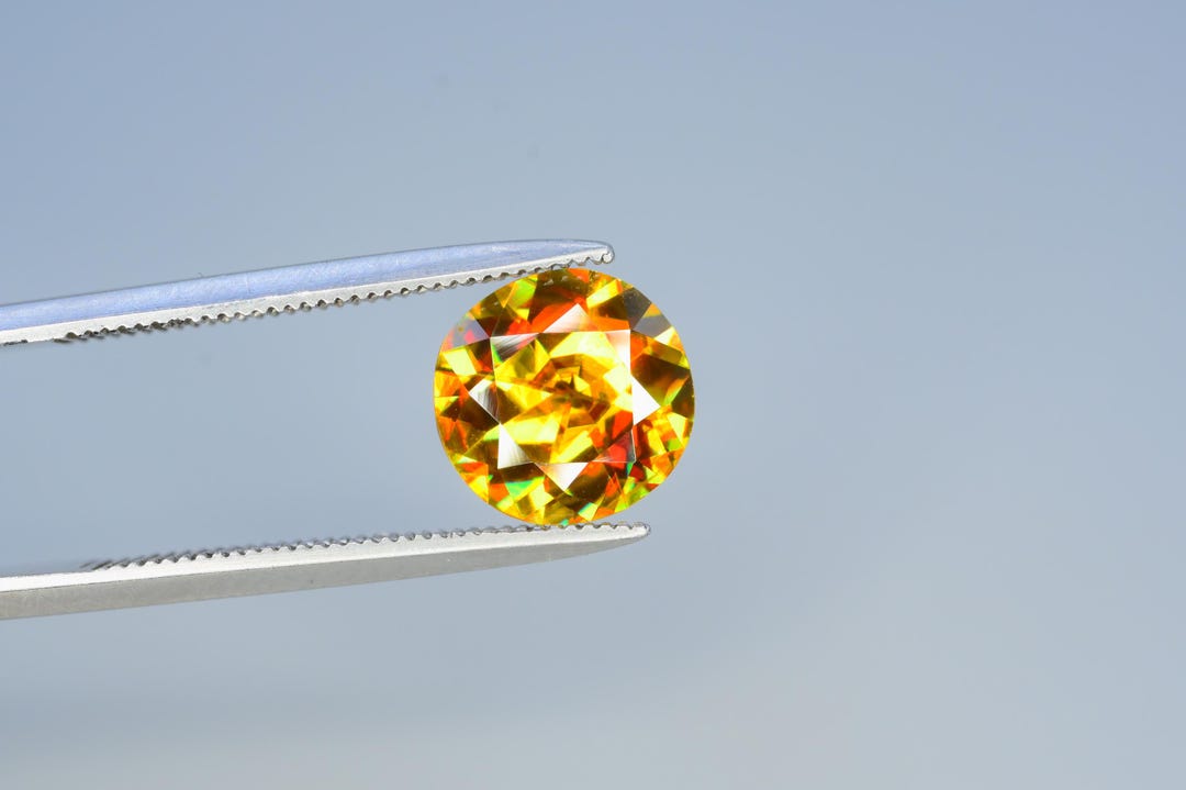 Faceted Round Sphene Gemstone: Rare Loose Gem, 1.75 CT - Etsy