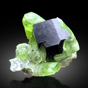 Lush Green Peridot With Magnetite, Peridot Crystals, Raw Mineral ...