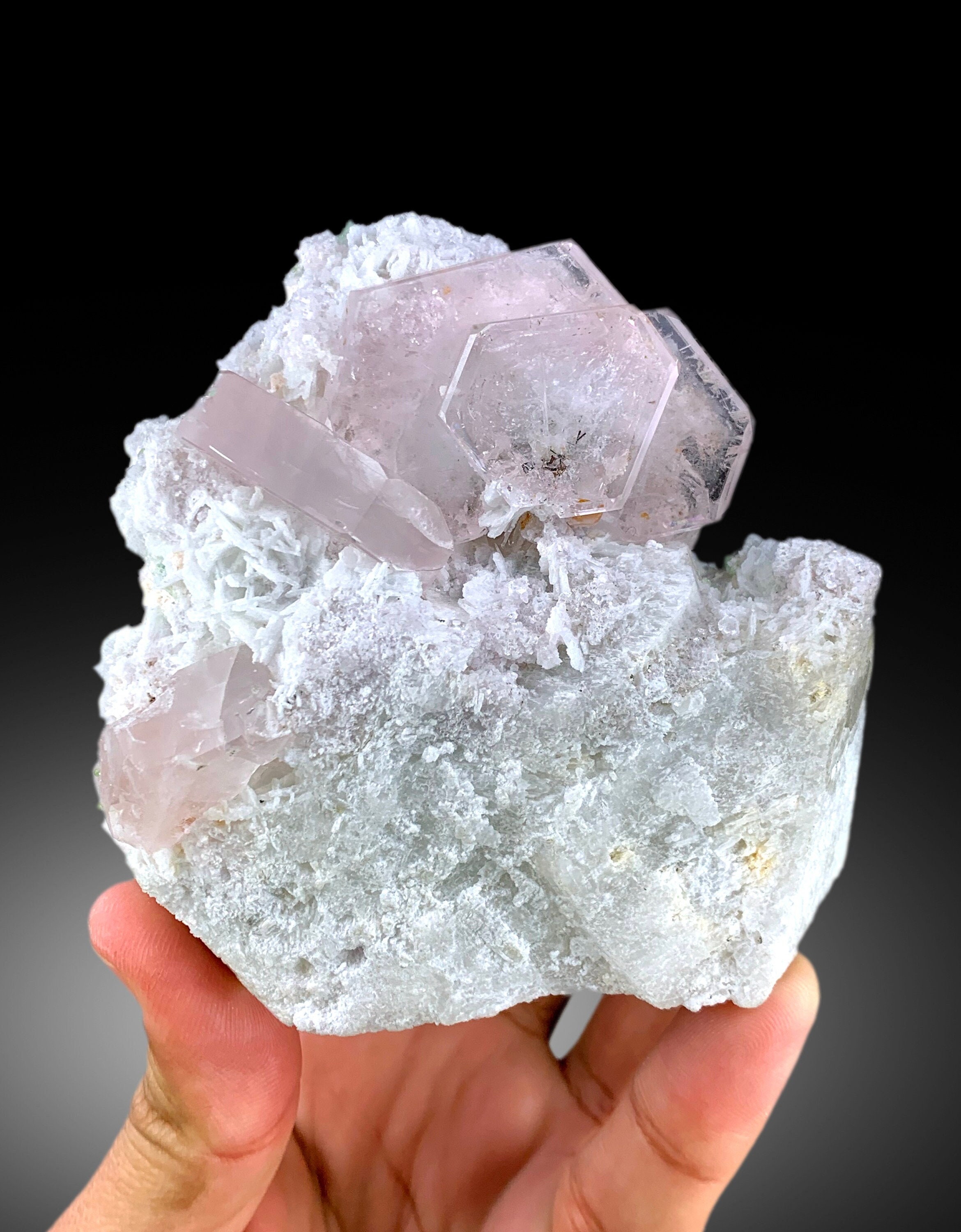 Natural Pink Color Morganite Crystals With Green Tourmalines and ...