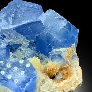 Natural Blue Color Celetine Crystals Cluster, Celestine With Yellow ...