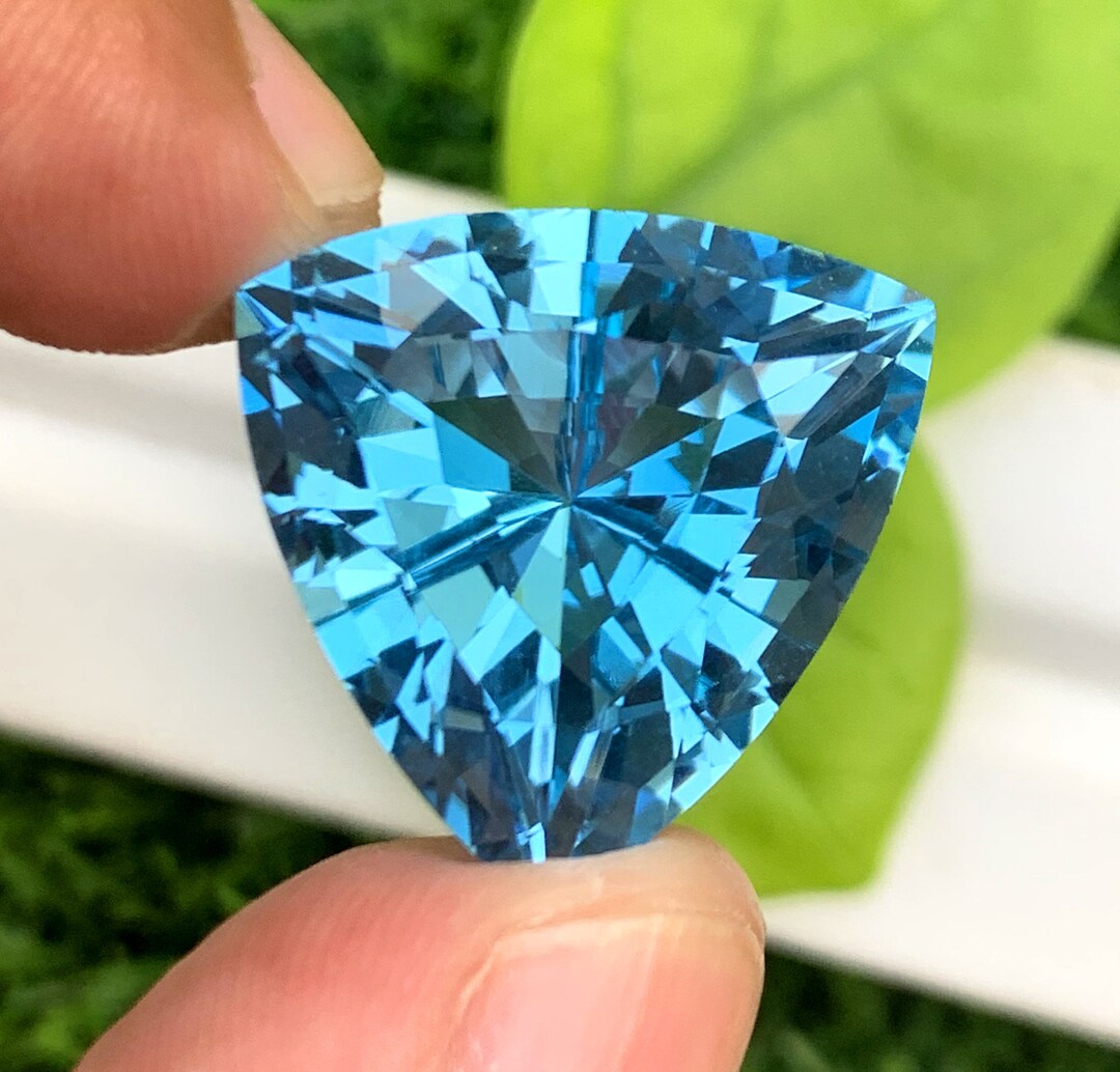 Triangle Shape Swiss Blue Topaz Gemstone, Topaz Faceted Cut Stone ...