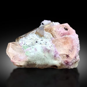 Peach Pink Color Morganite Crystals With Tourmalines, Pink Lepidolite ...