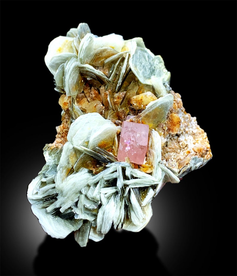 Jewelry Making & Beading 153 gram Pink Apatite on Muscovite Mica ...