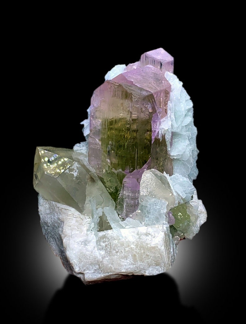 Kunzite Specimen With Quartz and Clevlandite Albite Bicolor - Etsy