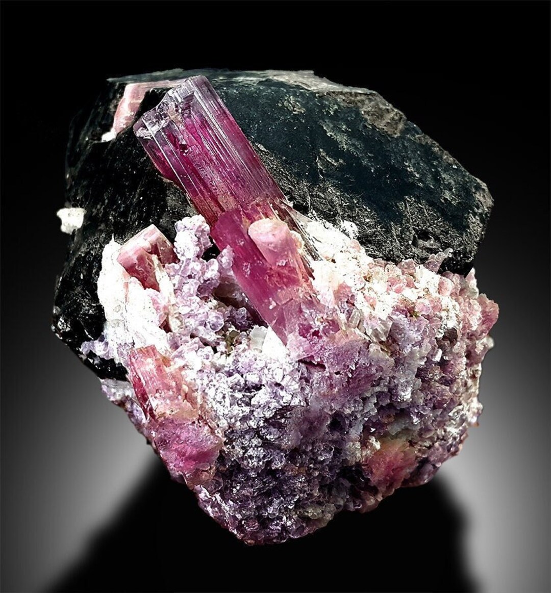 Reddish Pink Color Tourmalines With Microlite Lepidolite and - Etsy