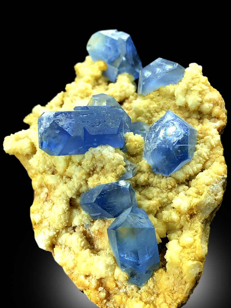 Terminated Blue Celestine Crystals Cluster With Calcite - Etsy
