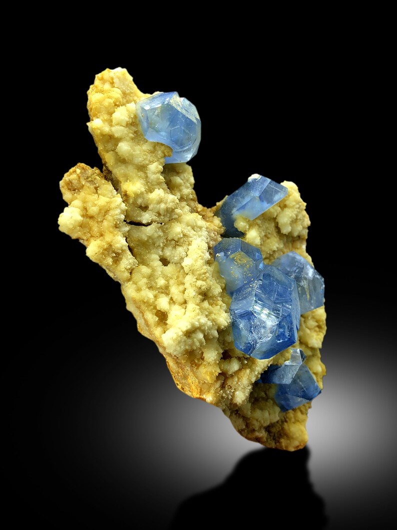 Terminated Blue Celestine Crystals Cluster With Calcite - Etsy