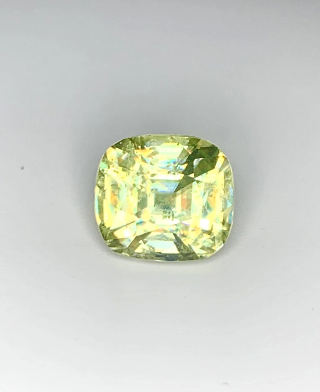 Cusshion Cut Full Fire Yellow Sphene Gemstone, Great Dispersion Sphene ...