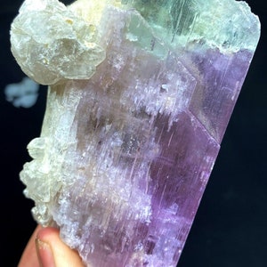 Bicolor Kunzite Crystal With Quartz, Pink Kunzite, Crystal Specimen ...