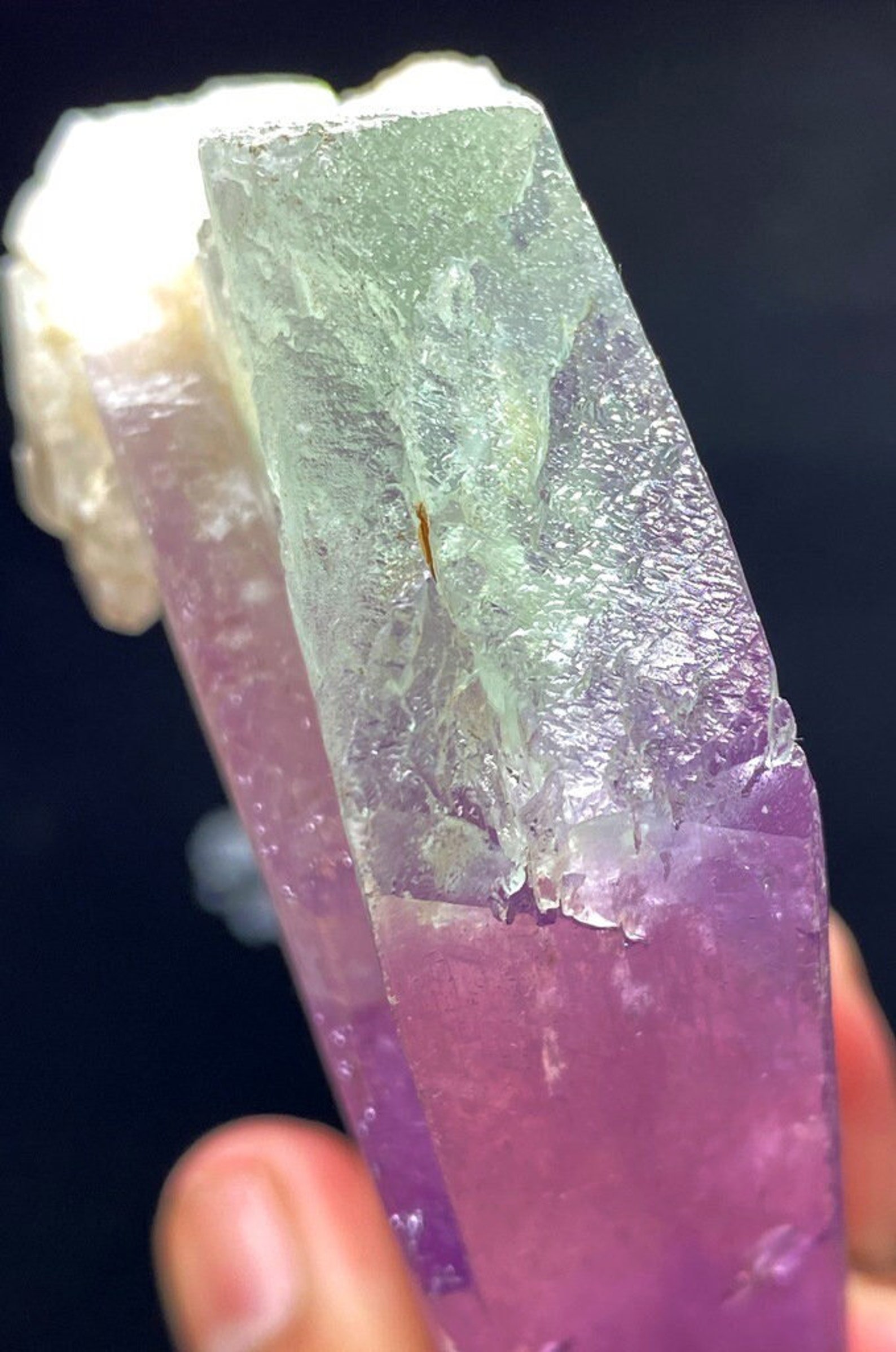 Bicolor Kunzite Crystal With Quartz, Pink Kunzite, Crystal Specimen ...