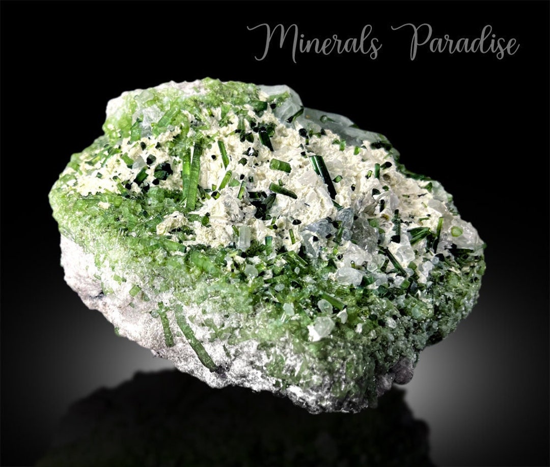 Tourmaline Specimen, Natural Green Color Tourmaline Specimen ...