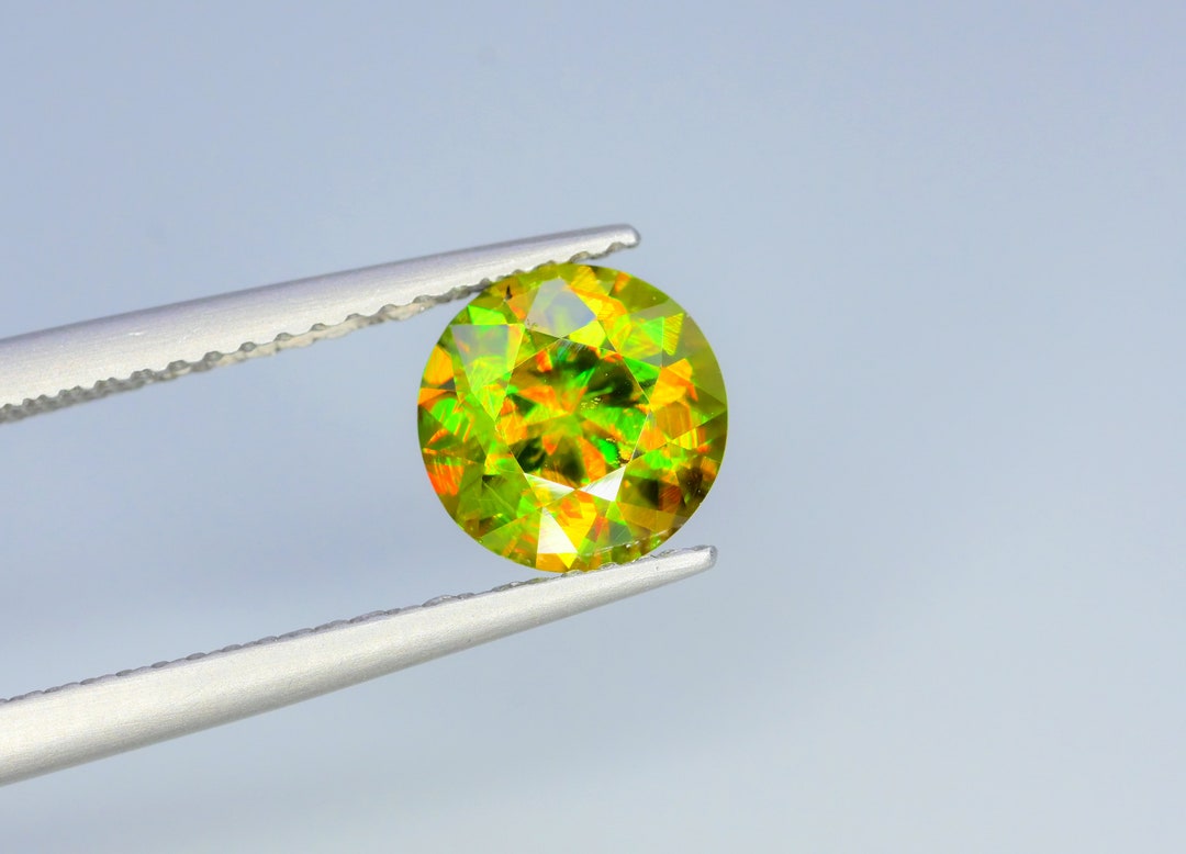 Round Cut Sphene Gemstone, Sphene Cut Stone, Fire Sphene, Titanite ...