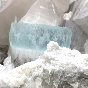 Bicolor Beryl, Aquamorganite Crystal, Bicolor Morganite on Quartz From ...