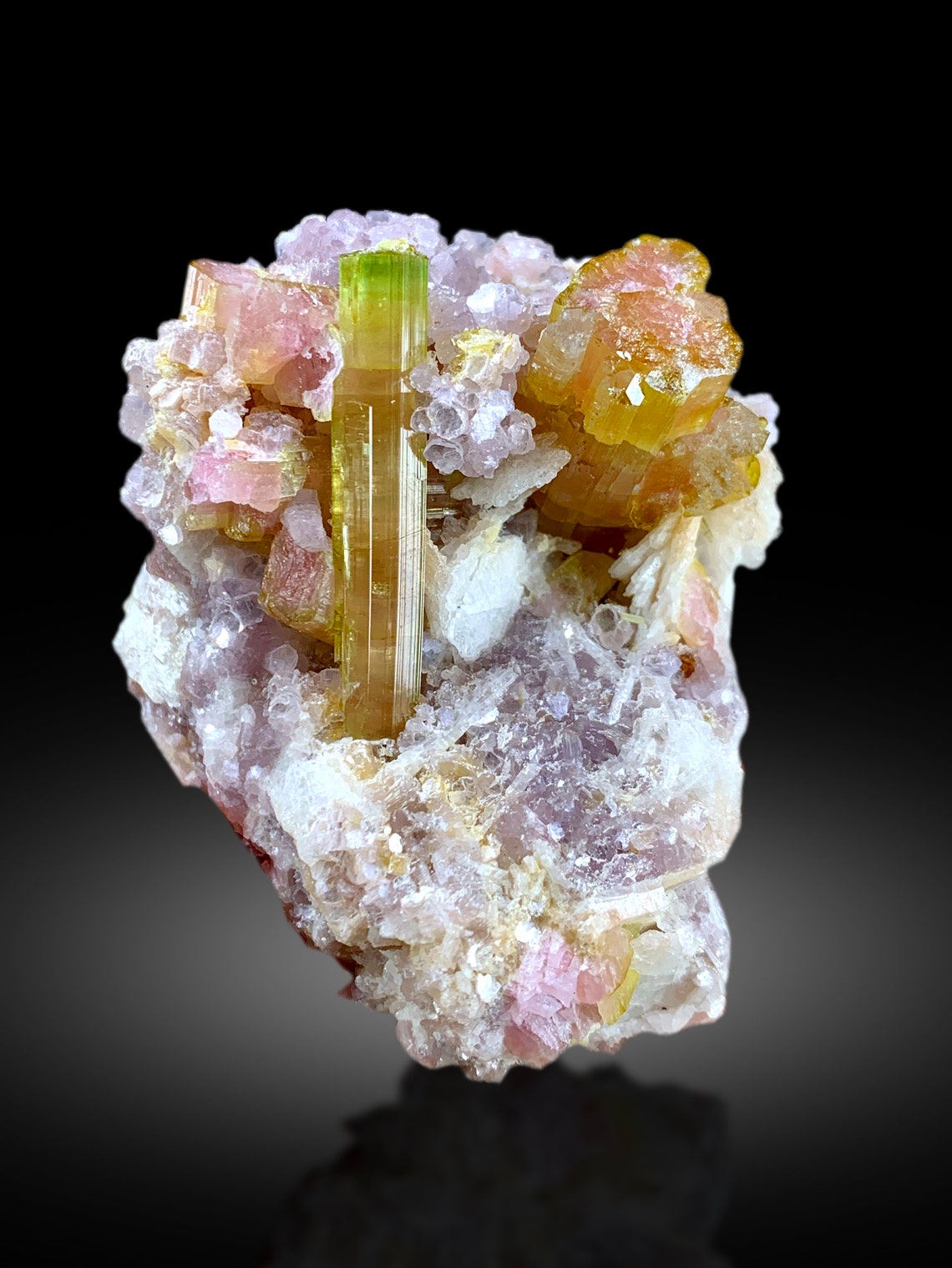 Natural Watermelon Tourmaline Crystals With Pink Lepidolite, Paprok ...