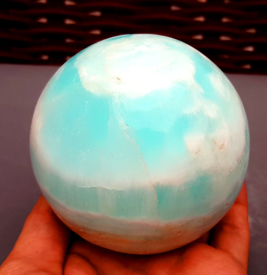 Carribean Calcite Sphere Ball , Blue Calcite Gemstone Crystal Stone ...