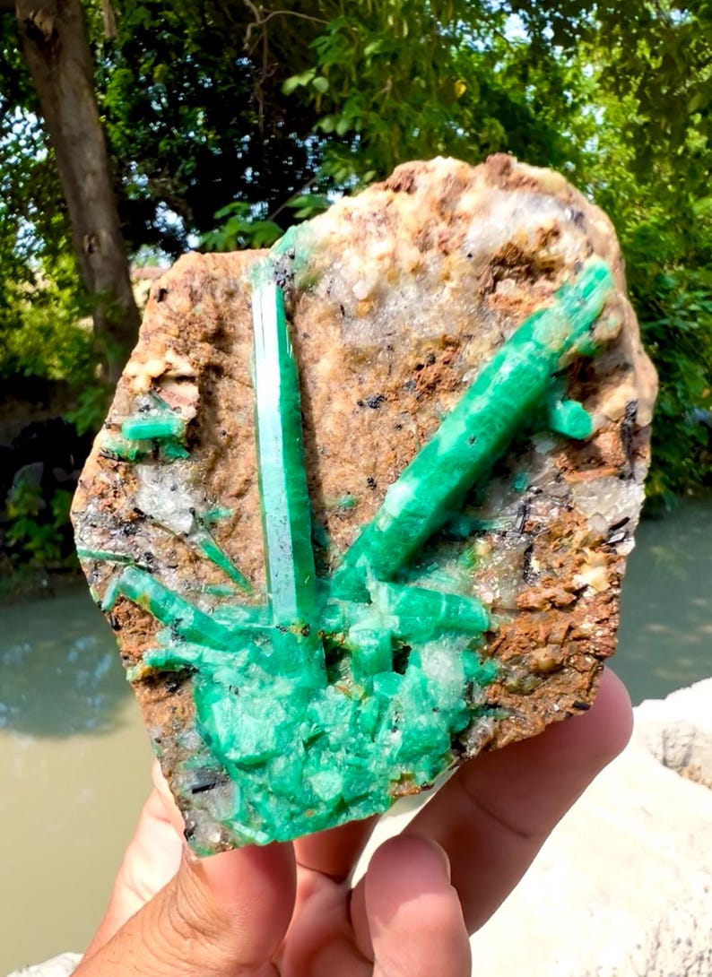 Lush Green Emerald Crystals on Matrix From Panjshir Valley, Afghanistan ...