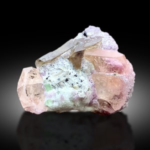 Peach Pink Color Morganite Crystals With Tourmalines, Pink Lepidolite ...