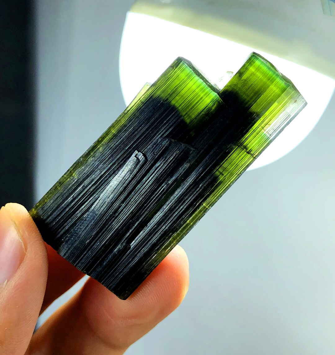 Natural Green Cap Tourmaline Crystal, Terminated Tourmaline, Raw ...