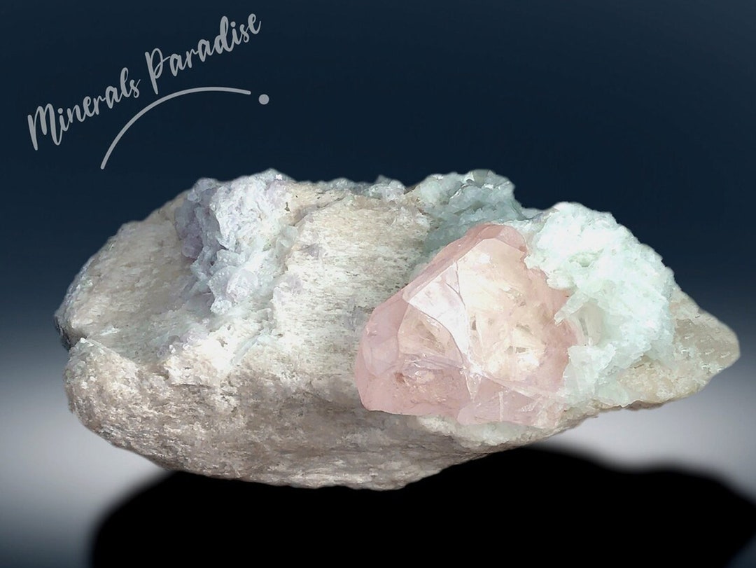 Natural Pink Color Morganite Crystal With Albite on Feldspar, Morganite ...
