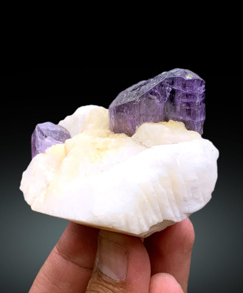 Purple Color Scapolite Crystals on Marble Matrix, Scapolite Specimen ...