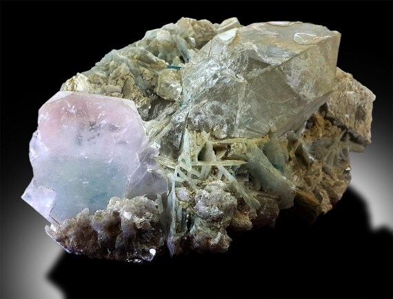 Morganite Specimen Morganite Crystal With Blue Tourmalines - Etsy