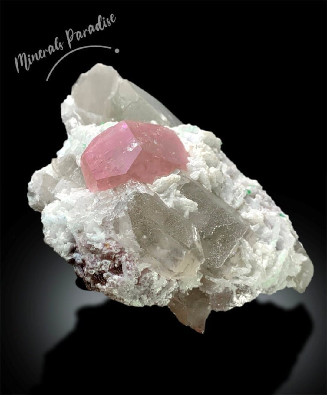 Pink Morganite Crystal With Tourmalines, Quartz and Albite, Morganite ...