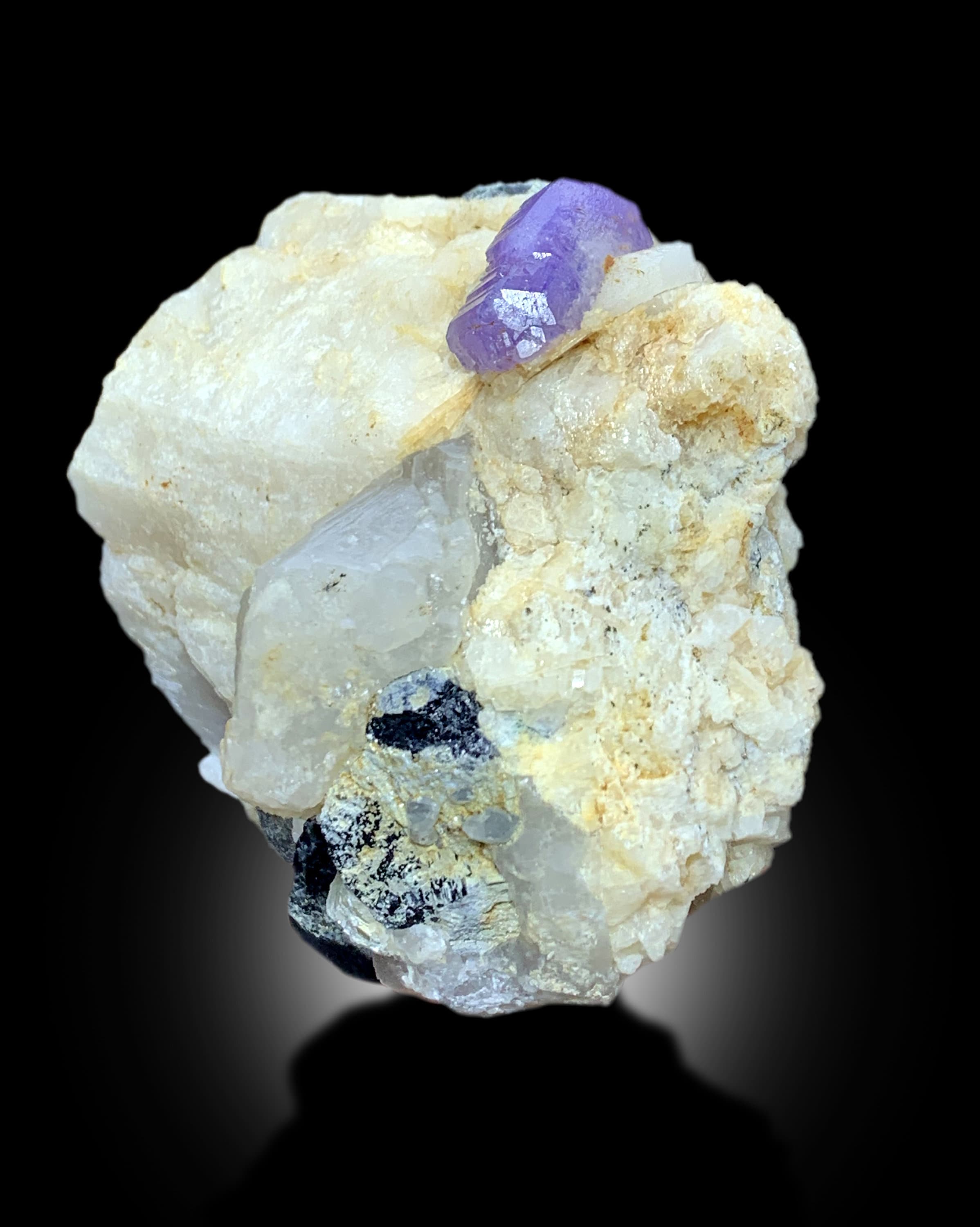 Purple Apatite With Quartz, Schorl and Feldspar Mineral Specimen From ...