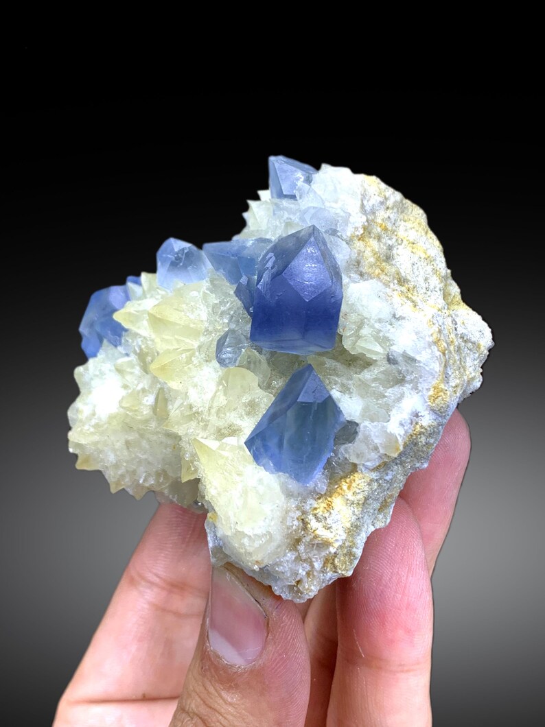 Blue Celestine Crystals on Calcite From Afghanistan - 220 Gram - Etsy