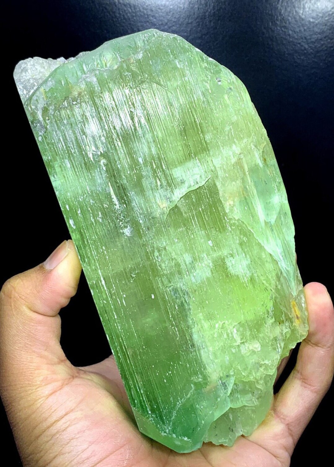 Bicolor Kunzite Crystal, Green Kunzite Var Hiddenite Crystal, Natural ...