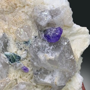Natural Purple Color Apatite Crystals With Quartz and Albite, Apatite ...