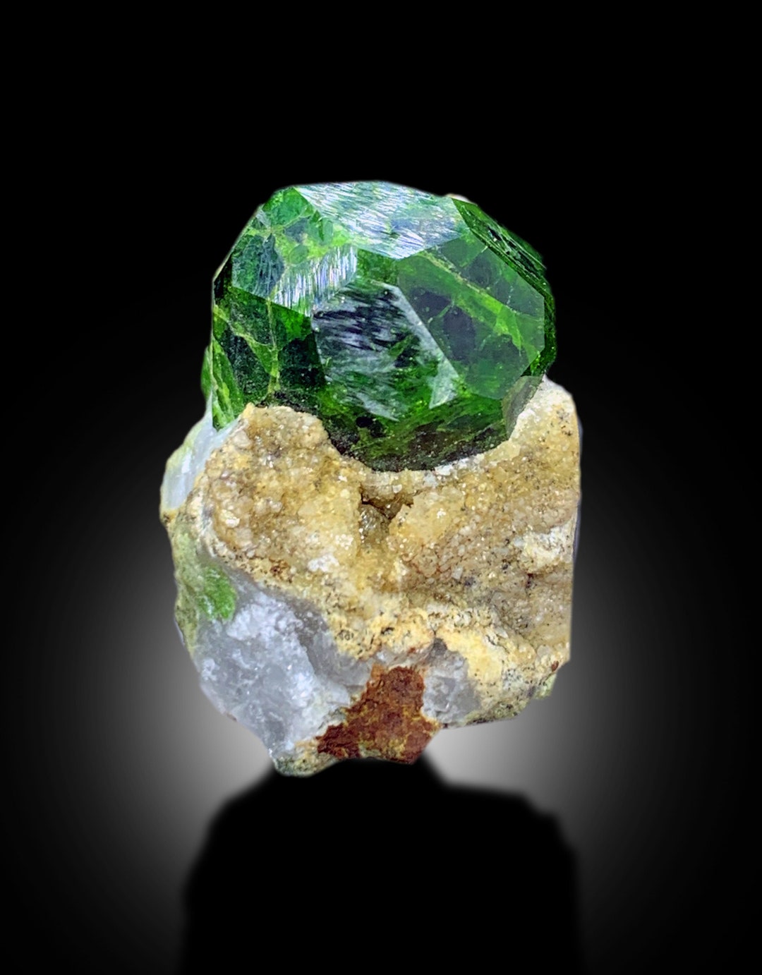 Lush Green Demantoid Garnet Crystal on Calcite Matrix - Belqeys ...
