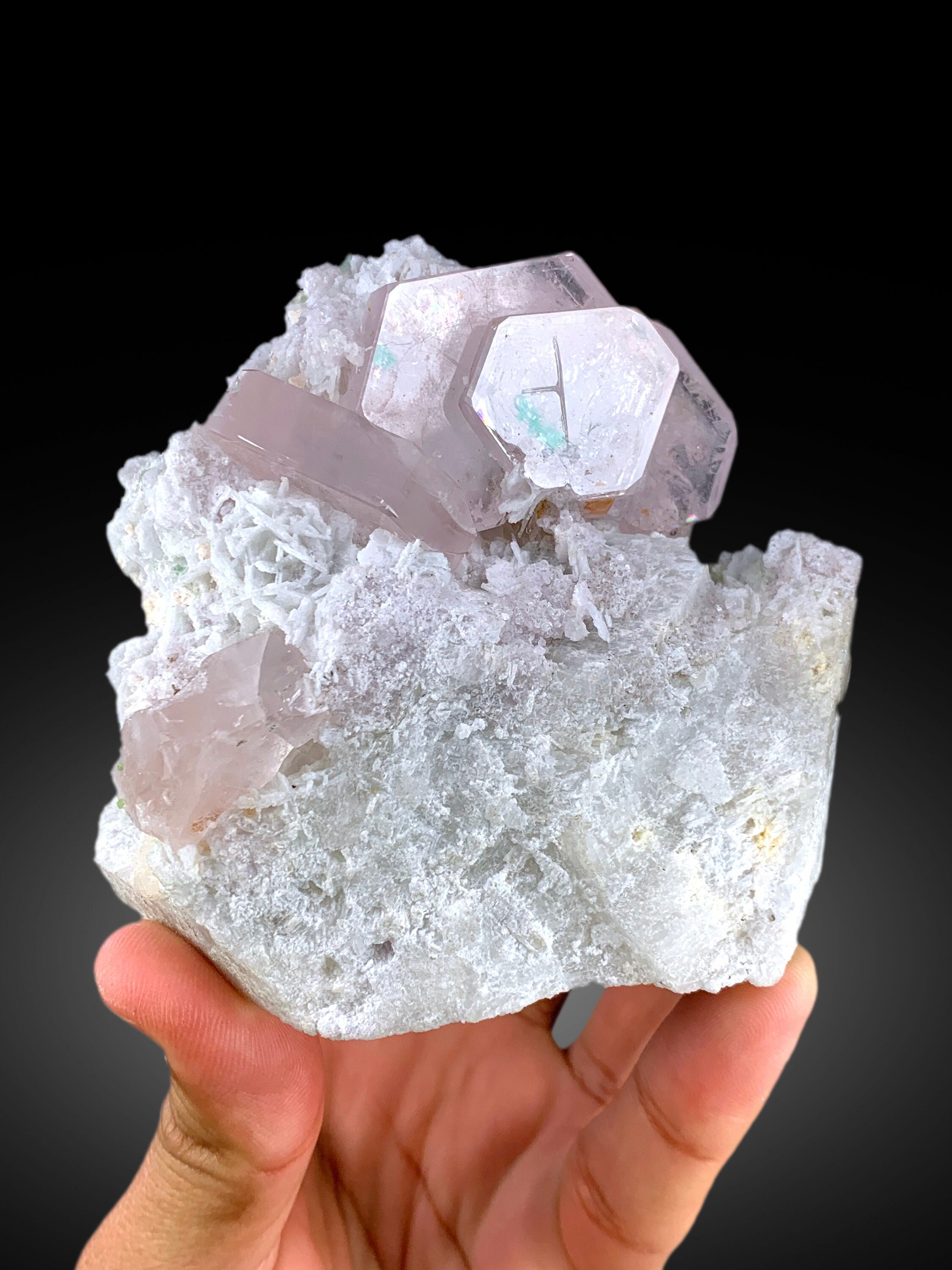 Natural Pink Color Morganite Crystals With Green Tourmalines and ...