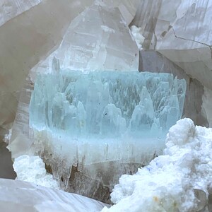 Bicolor Beryl, Aquamorganite Crystal, Bicolor Morganite on Quartz From ...