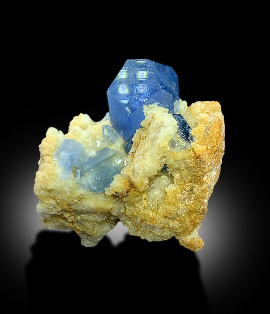 Terminated Blue Celestine With Calcite Mineral Specimen From Baghdis ...
