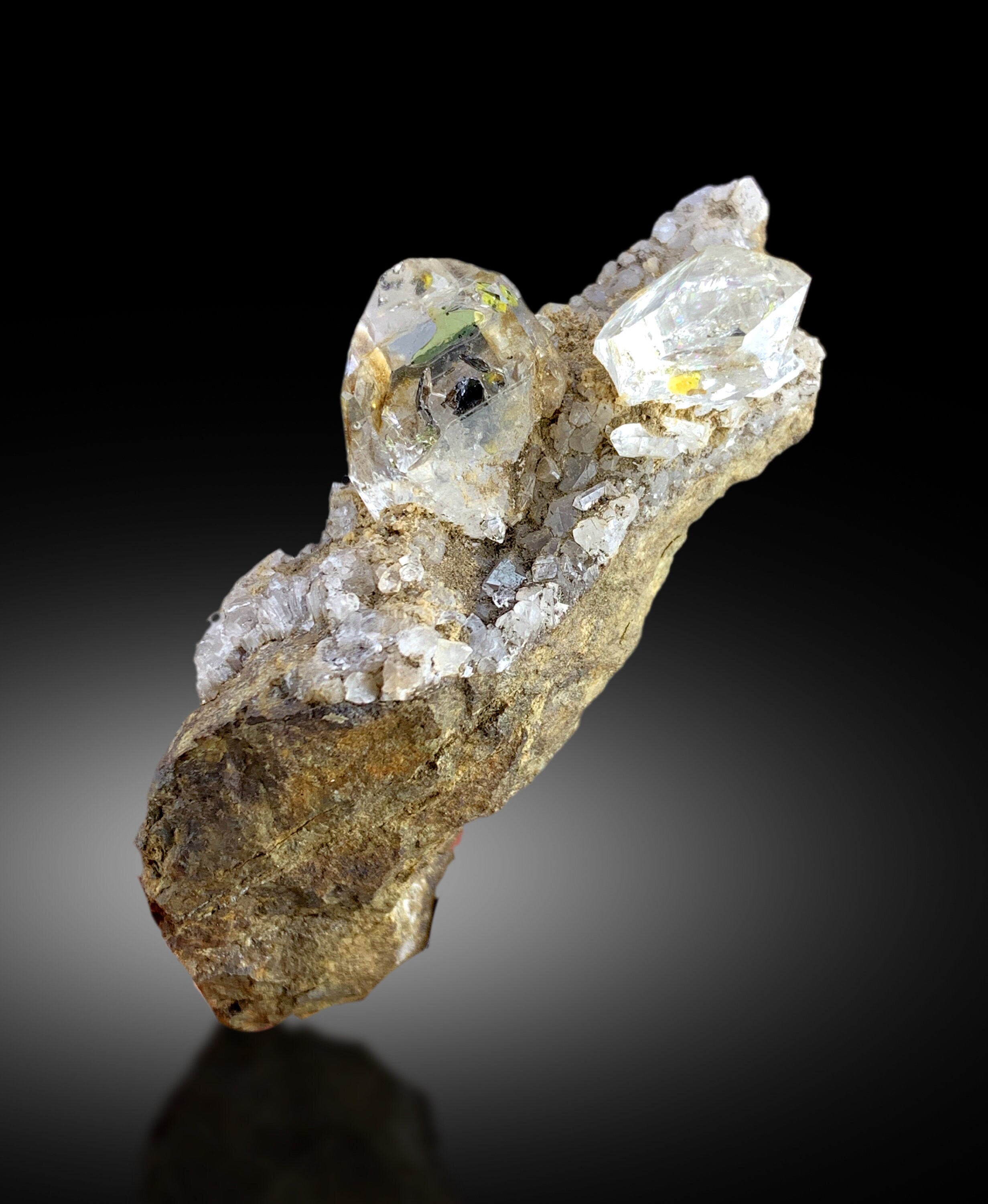 Enhydro Petroleum Quartz Crystals on Matrix, Rare Mineral, Crystal ...
