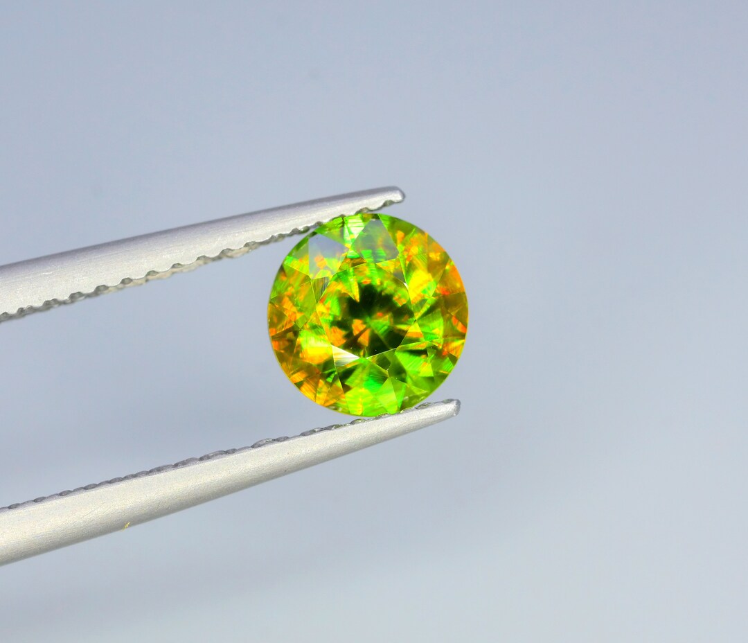 Round Cut Sphene Gemstone, Sphene Cut Stone, Fire Sphene, Titanite ...