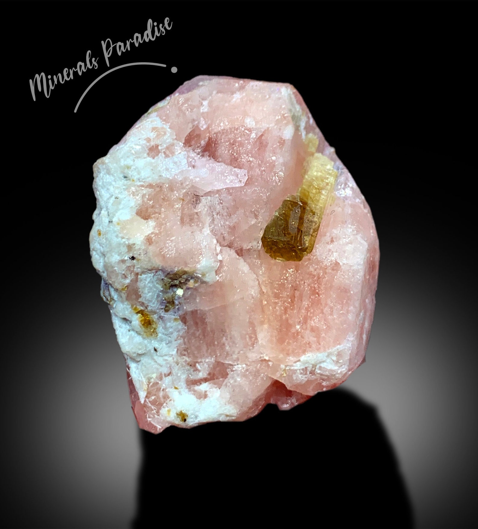 Natural Pink Morganite Crystal With Green Tourmaline Specimen ...