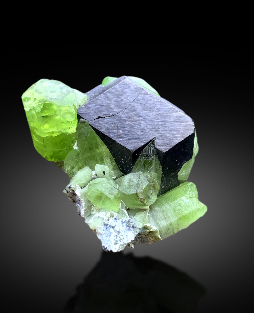 Lush Green Peridot With Magnetite, Peridot Crystals, Raw Mineral ...