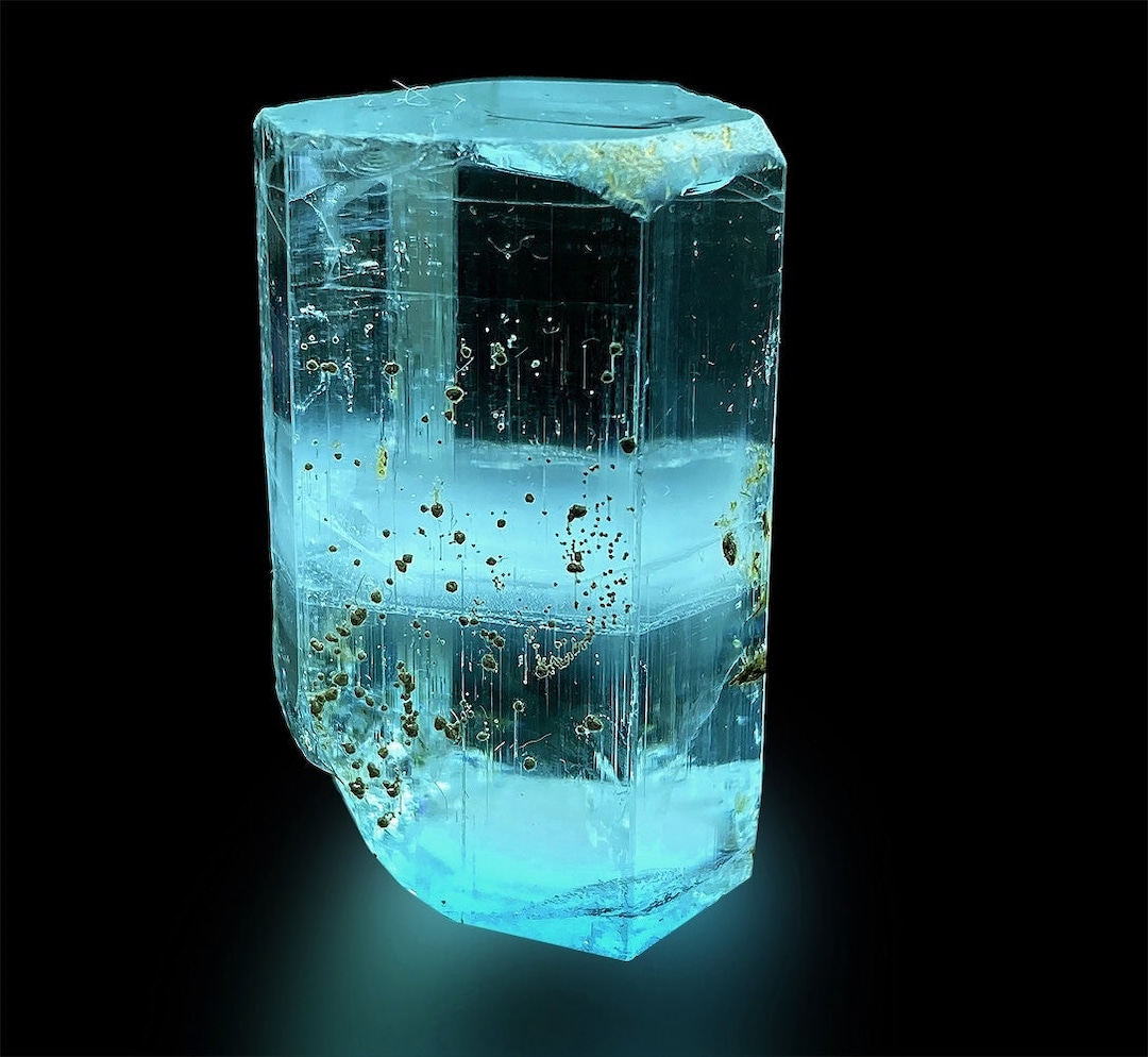 Natural Aquamarine Crystal With Rare Microlite Cluster (28g) - Etsy