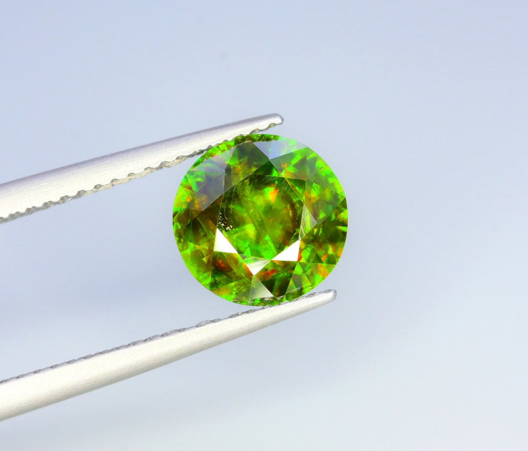 Round Cut Sphene Gemstone, Sphene Cut Stone, Fire Sphene, Titanite ...