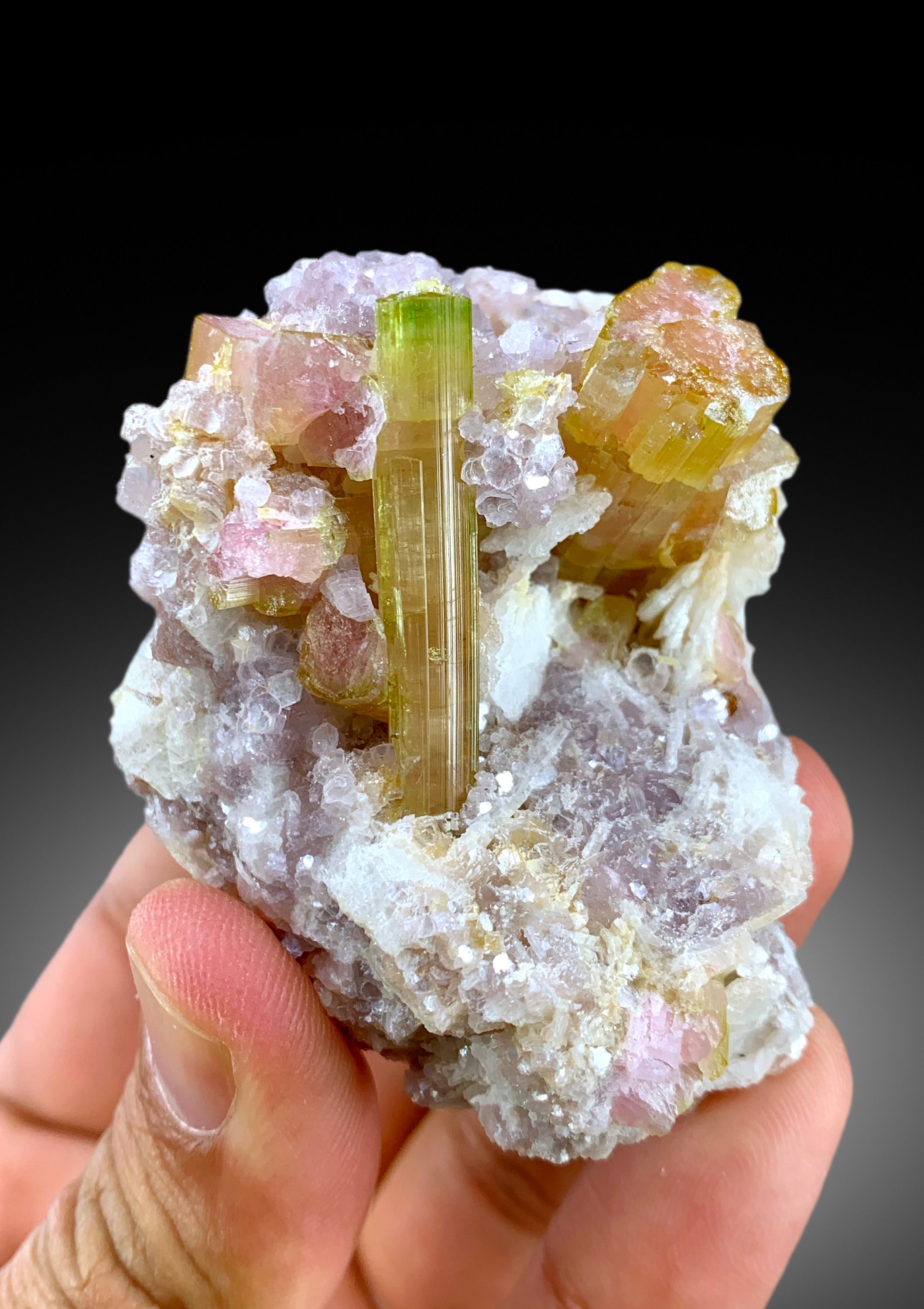 Natural Watermelon Tourmaline Crystals With Pink Lepidolite, Paprok ...