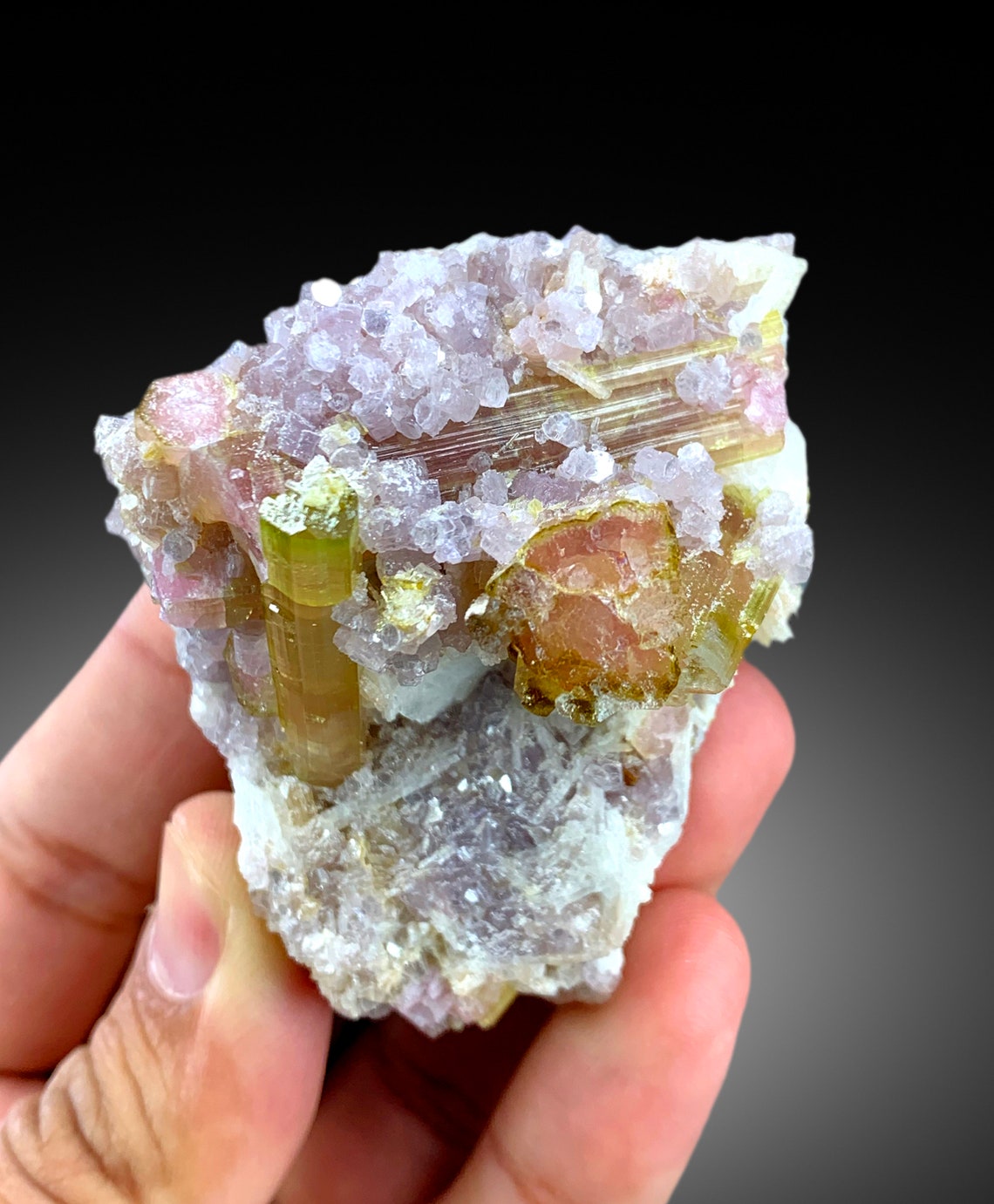 Natural Watermelon Tourmaline Crystals With Pink Lepidolite, Paprok ...