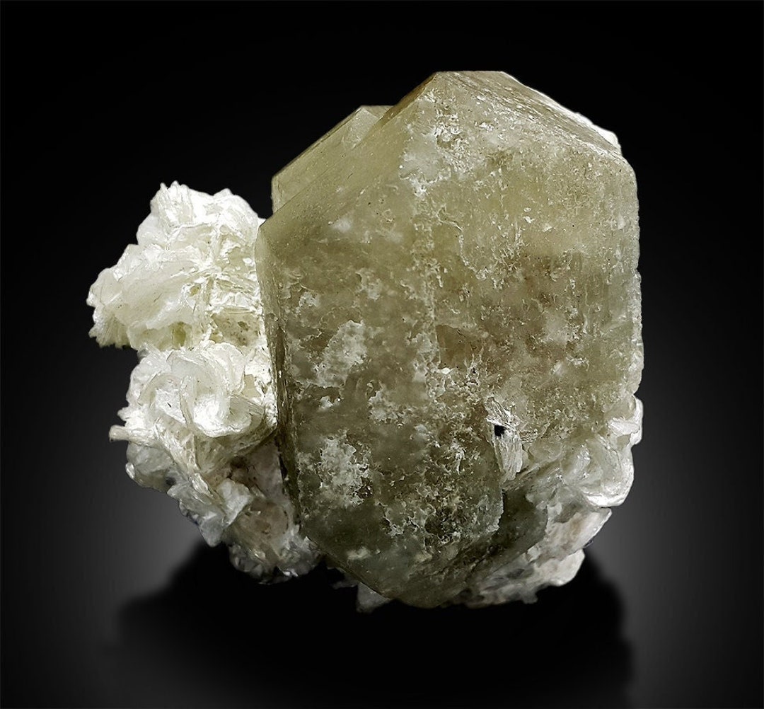 Green Herderite Crystal With Mica: Rare Mineral Specimen, Pakistan - Etsy