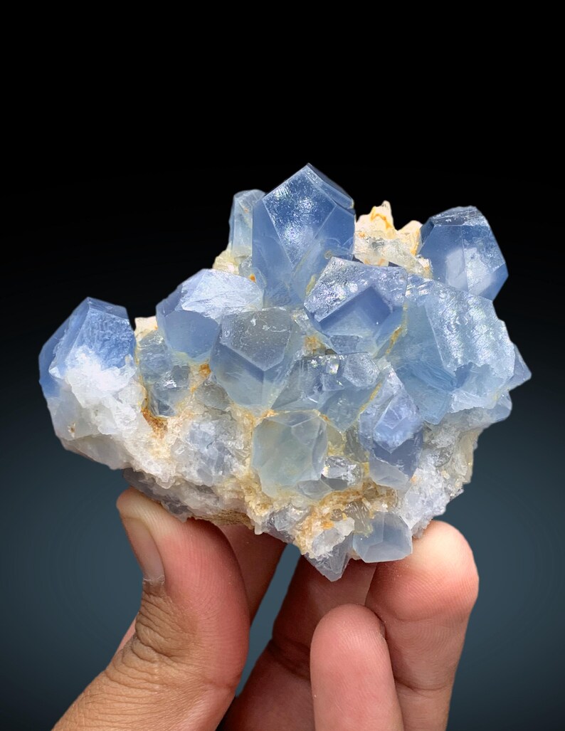 Natural Blue Color Celestine Crystals Cluster, Celestine Specimen, Fine ...