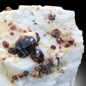 Natural Red Color Garnet Cluster With Aquamarine on Feldspar, Garnet ...