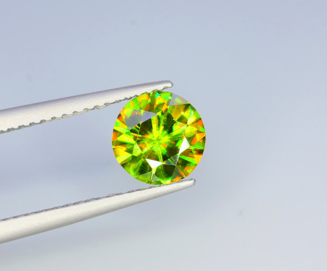 Round Cut Sphene Gemstone, Sphene Cut Stone, Fire Sphene, Titanite ...