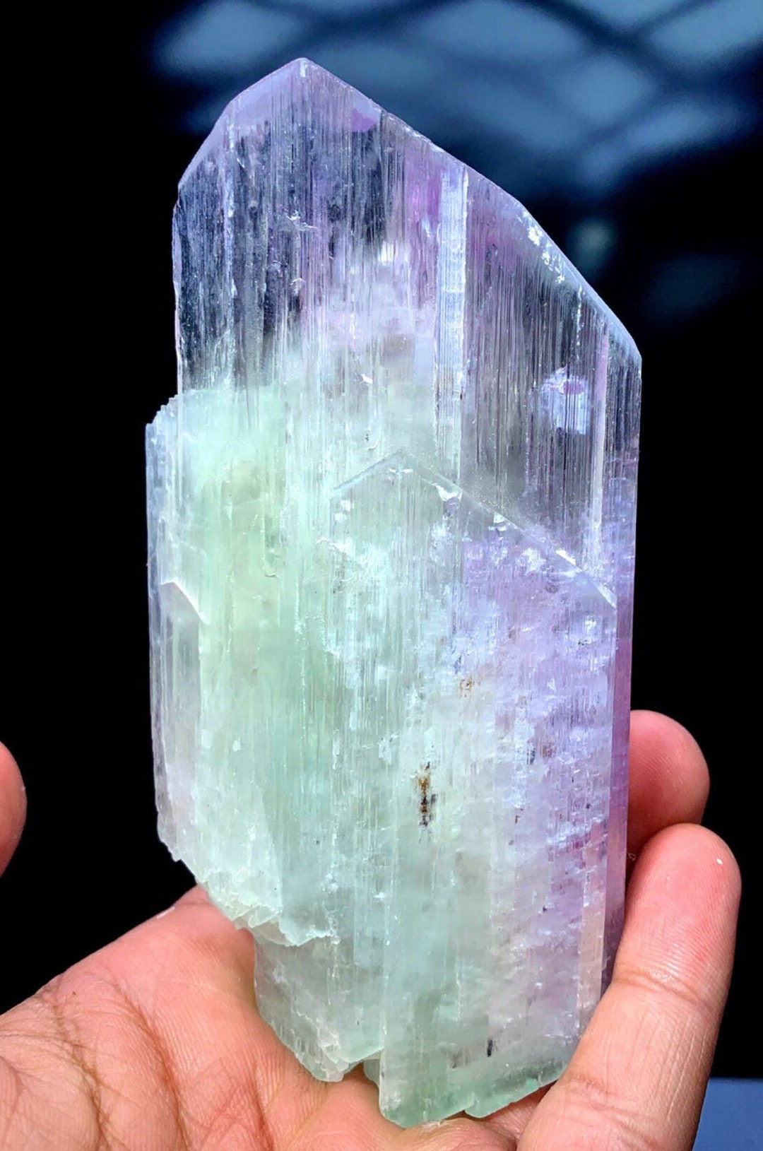 Double Terminated Bicolor Kunzite Crystal, Natural Kunzite, Kunzite ...