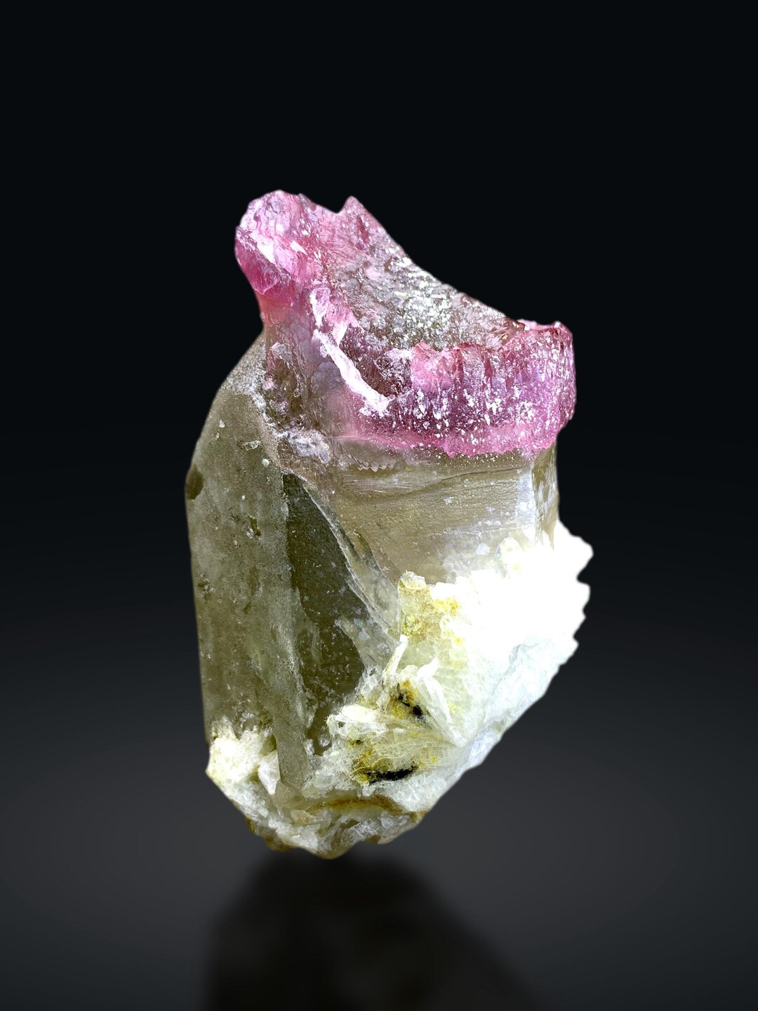 Crystallized Pink Rose Quartz Strip on Elestial Smoky Quartz From ...