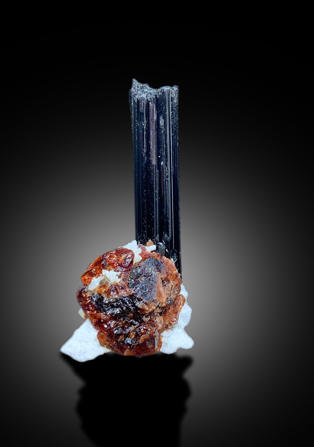 Natural Red Garnet With Schorl Black Tourmaline and Feldspar From ...