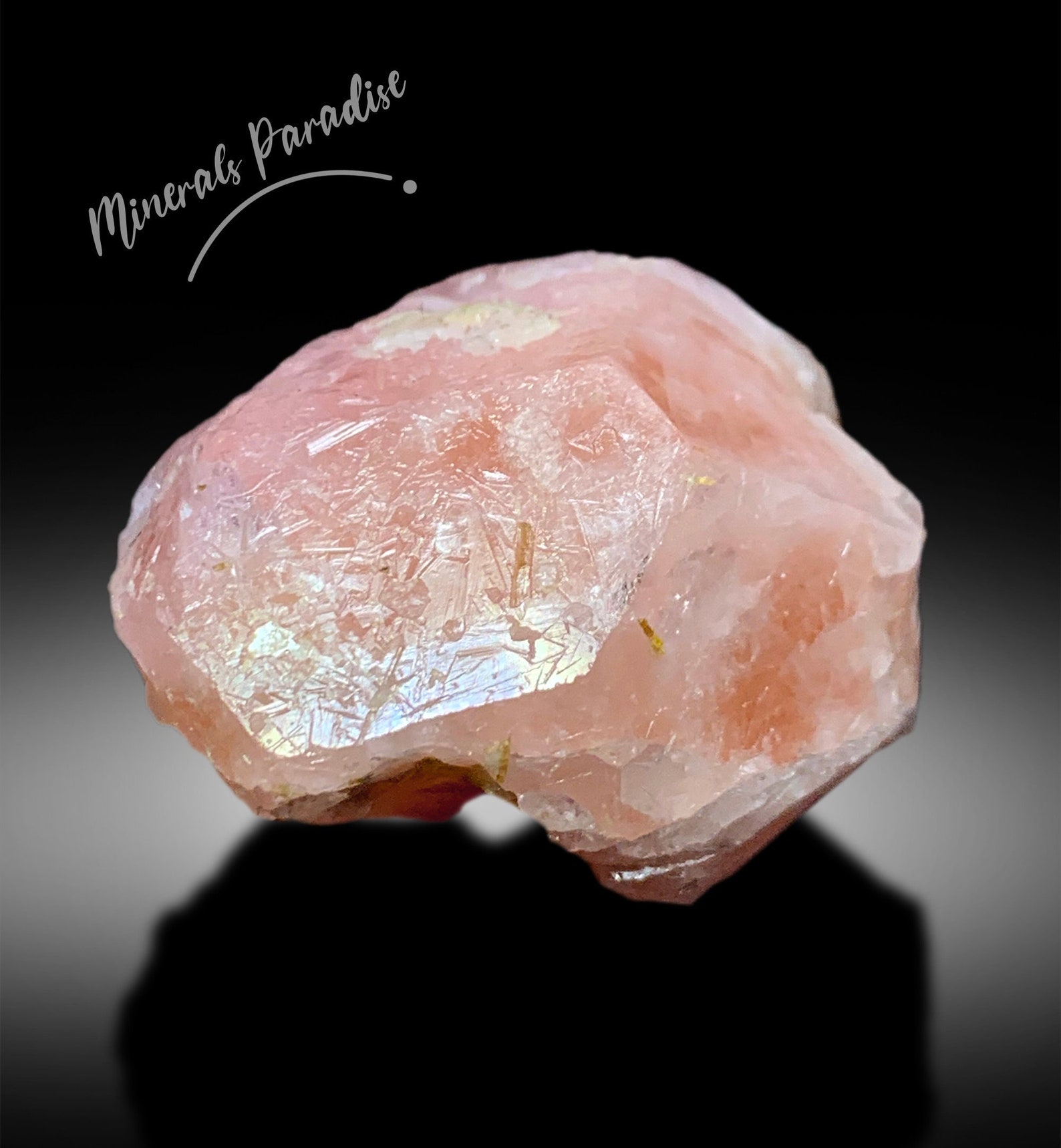 Natural Pink Morganite Crystal With Green Tourmaline Specimen ...
